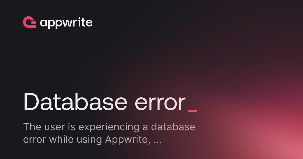 Database Error Threads Appwrite 4480